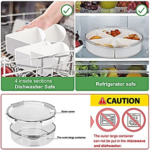 Shopwithgreen Divided Serving Tray with Lid, Removable Divided Platter Food Storage Containers with 4 Compartment for Christmas Party, Veggies, Snack, Fruit, Nuts, Candy, Cracker, Chip
