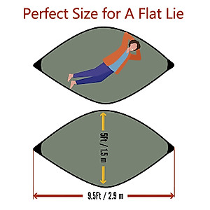 Sunyear Camping Hammock with Removable No See-Um Net, Double & Single Portable Outdoor Hammocks Parachute Lightweight Nylon with Tree Straps for Adventures Hiking Backpacking Green
