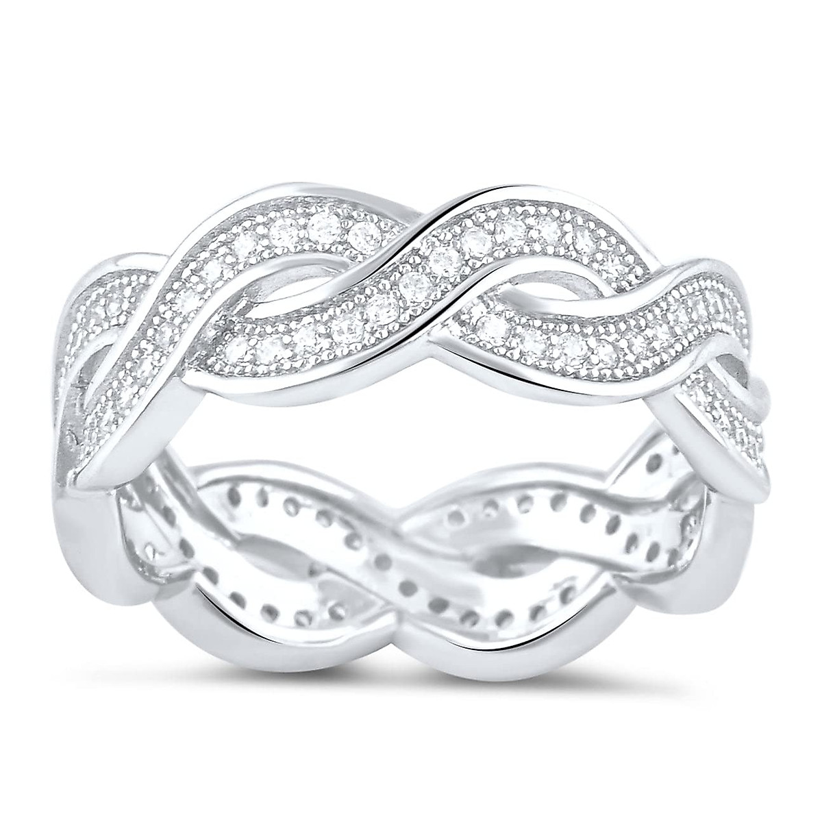 SILVERCLOSEOUT Sterling Silver Cz Infinity Eternity Ring - Size 7