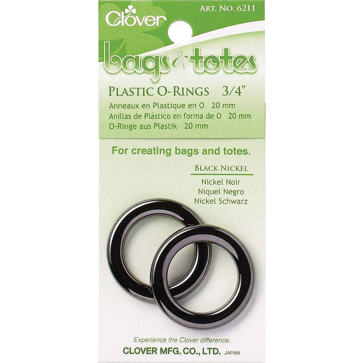 Clover Bags & Totes 3/4-Inch Plastic O-Ring Black Nickel, 2 ea.