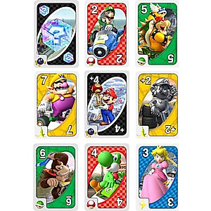 Mattel Games ​UNO Mario Kart Card Game for Kids, Adults, Family and Game Night with Special Rule for 2-10 Players