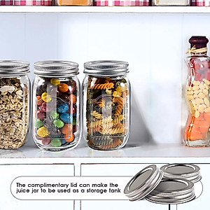 Masthome Regular Mouth Mason Jars 16oz, Drinking Glasses with 6 Extra Lids & 6 Reusable Straws, Glass Storage Jars for Canning, Preserving – Set of 6