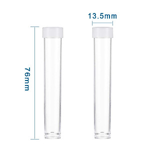 Craftdady 200Pcs Clear Plastic Tube Bead Containers Transparent Storage Test Tubes with Caps 2.99x0.53" (76x13.5mm)