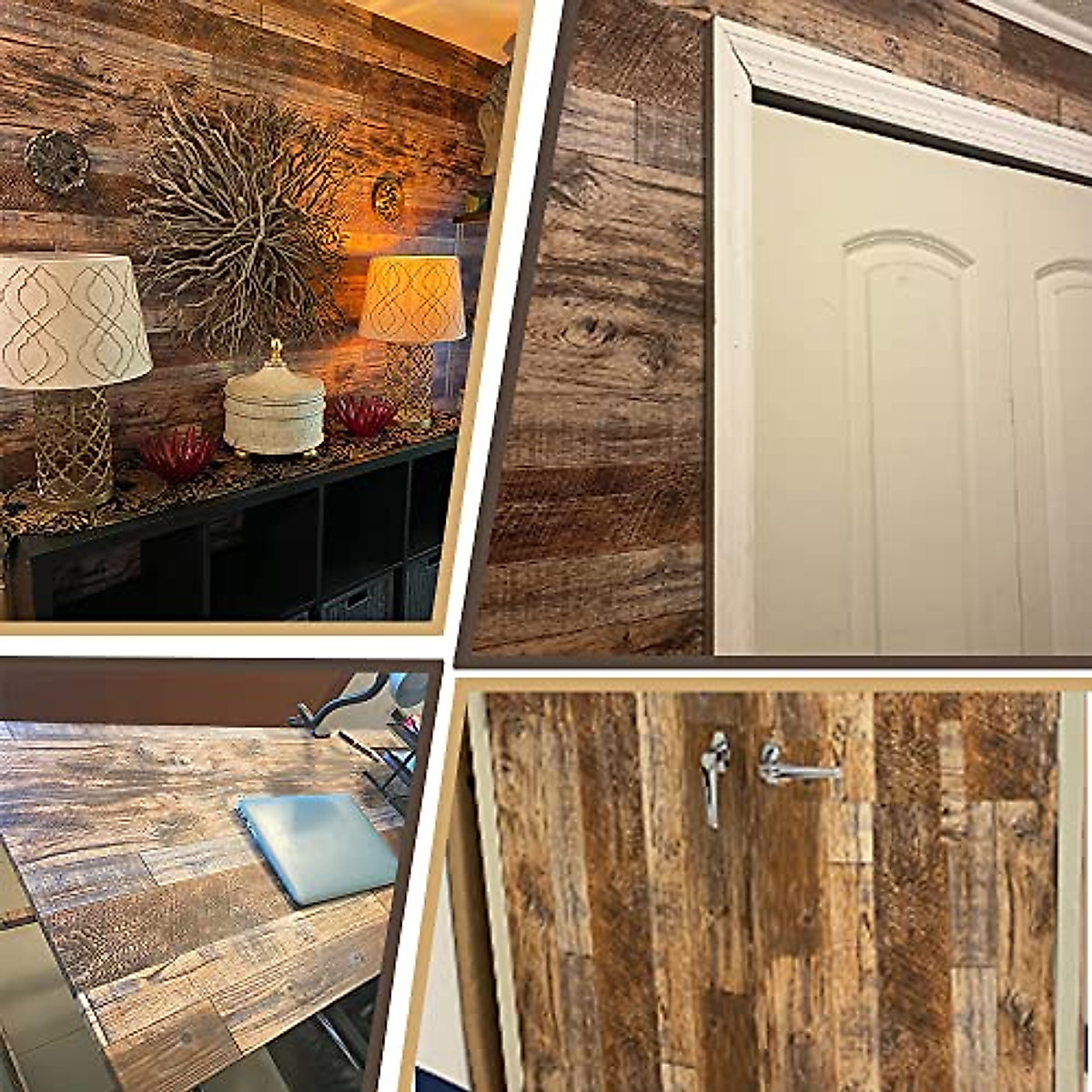 17.71''×118'' Distressed Wood Plank Wallpaper Peel and Stick Rustic Wood Grain Pattern Wall Paper Removable Self Adhesive Brown Shiplap Vinyl Film Decorative Wooden Look