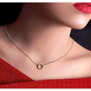 Dazzlingrock Collection 0.10 Carat (ctw) DGLA Certified Round White Diamond Circle Pendant (Gold Chain Included) 1/10 CT, 18K Yellow Gold