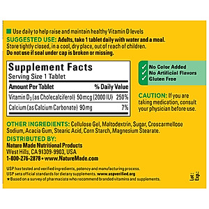 Nature Made Vitamin D3 2000 IU (50 mcg), Dietary Supplement for Bone, Teeth, Muscle and Immune Health Support, 220 Tablets, 220 Day Supply