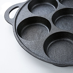 Nadalan Cast Iron Omelette Egg Burger Fried Egg Pot Pancake Pan With 7-Mold Design 32cm Diameter