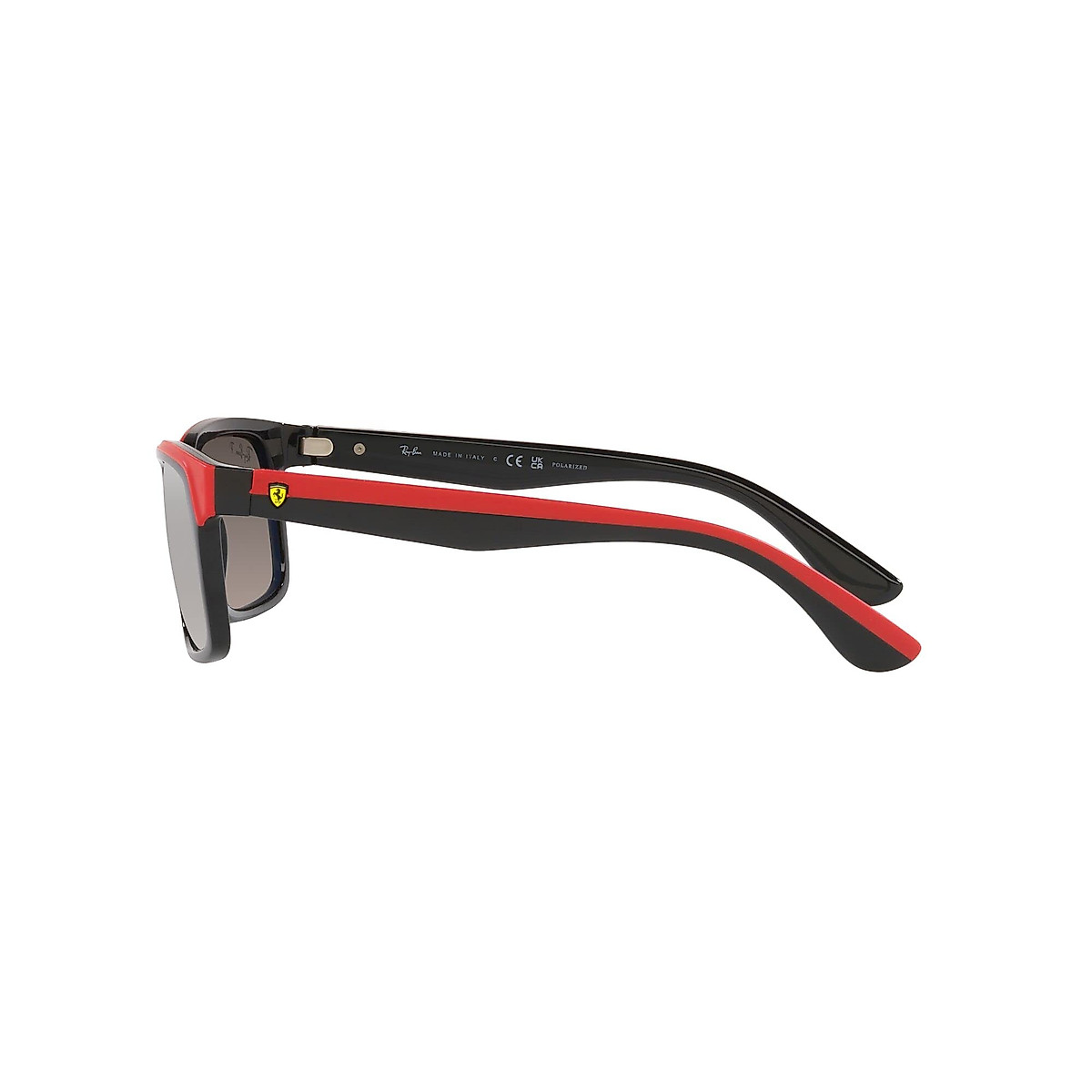 Ray-Ban RB4393M Scuderia Ferrari Collection Rectangular Sunglasses, Black on Rubber Red/Grey Mirrored Gradient Polarized, 56 mm