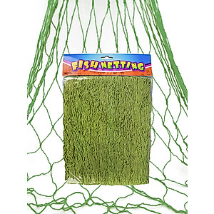 Zugar Land Colorful Cotton Green Fish Net (6 Ft x 15 Ft) Nautical Pirate Hawaiian Luau Fisherman Fishman Mermaid Decoratinve Fishing Netting. Hang Your Pictures. Wall Decor (Green)