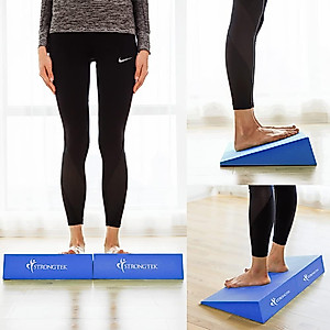 StrongTek 13" Large Yoga Foam Wedge, Slant Board, Calf Stretcher, Improve Lower Leg Strength, Stability, Incline Wedge, Knee Pad, Back Support, Footrest Cushion, Physical Therapy, One Pair