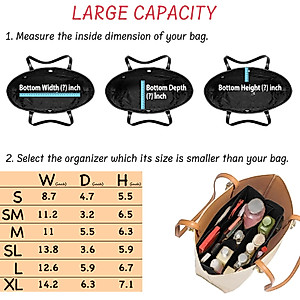 DailyPlus Purse Organizer Insert Felt Bag Organizer Handbag Organizer Insert Bag In Bag Organizer for Tote Purse Bag 14 Pockets Black Medium
