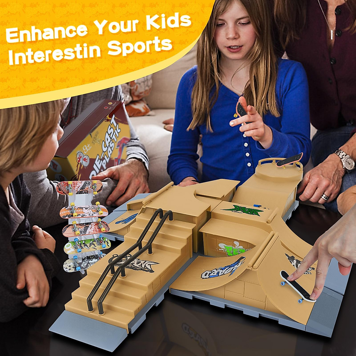 Gr8ware Skateboard Ramp, Finger Skateboard Ramp Set, Mini Skatepark for Fingerboard, Figure Boarding Skate Park, Fingerboard Skatepark Halfpipe Obstacle Deck for Kids Holiday Party Favors - Style F