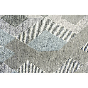 Rizzy Home | ID927A | Idyllic Collection | Wool Area Rug | 8' x 10' | Natural /Gray/Rust/Blue Geometric