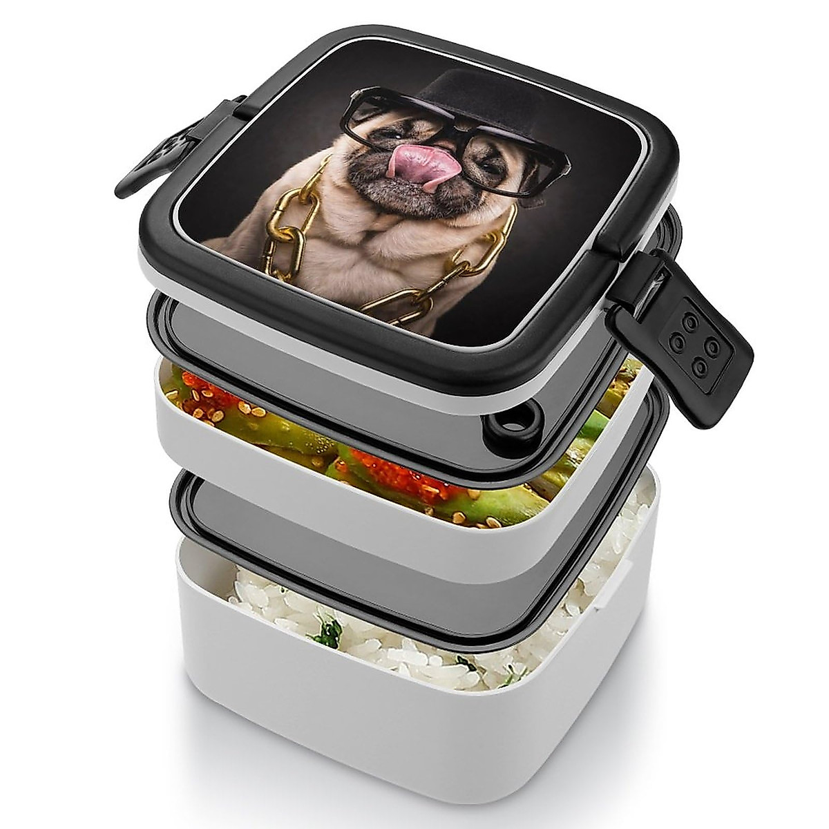 Selinactive Bento Lunch Box with 2 Compartments Leak-Proof Food Containers with Spoon