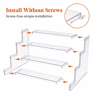 Lifewit 4 Tier Clear Display Risers Stand, Plastic Organizers for Figures, Cupcake, Perfume, Dessert, Desktop Display Stand for Organize and Decoration