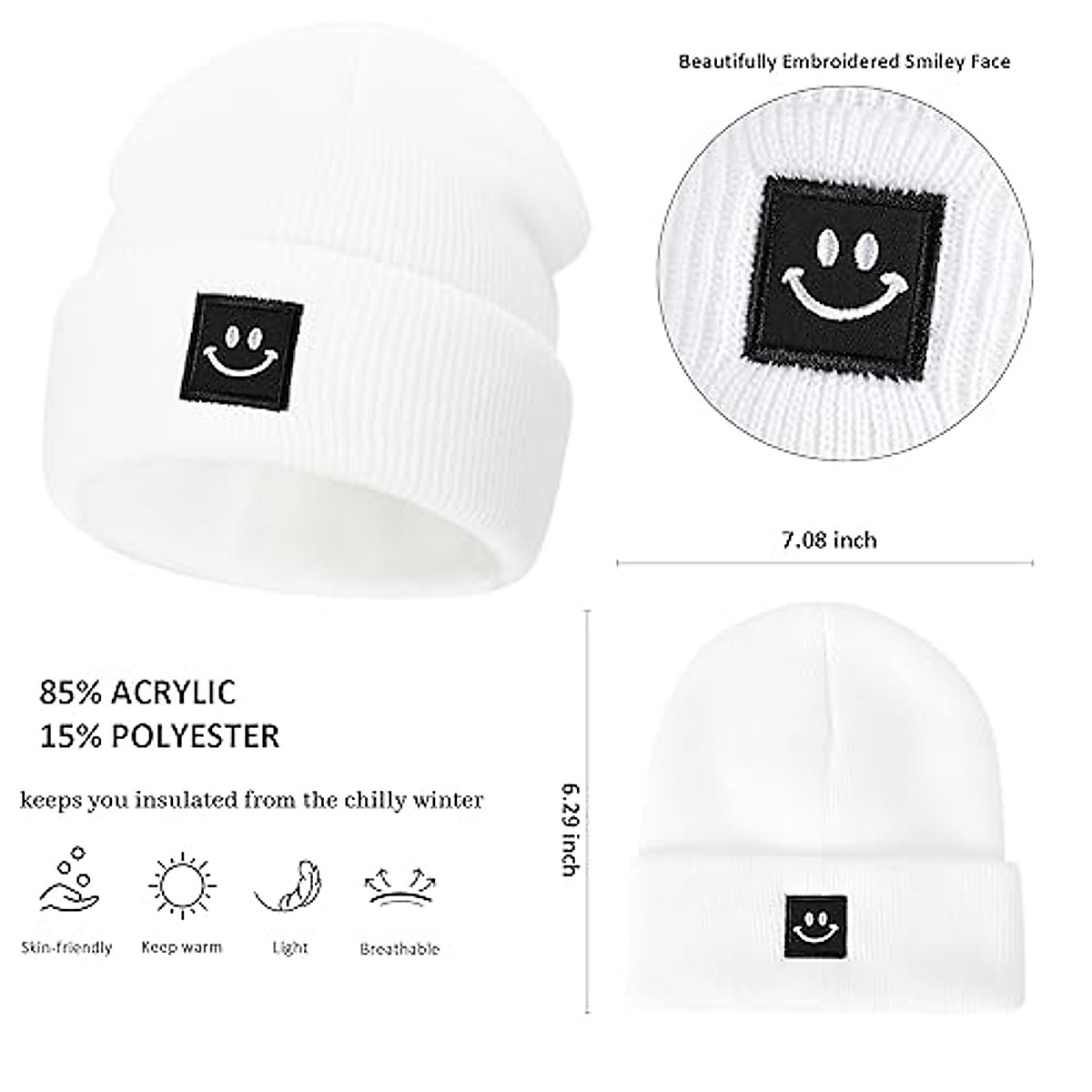 DANMY Baby Beanie Hat, Newborn Toddler Winter Warm Knit Hat, Kids Soft Beanie Cap