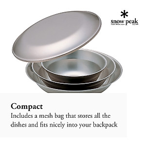 Tableware Set - Ultralight, Stainless Steel Camping Cookware Set - Durable Kitchenware Set with Four Dish Sets & Mesh Bag - Family