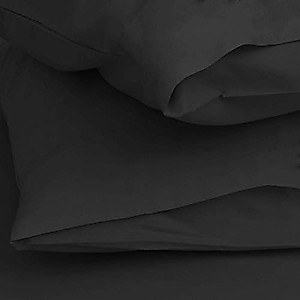 4-Piece BedSheets Set-800 Thread Count-100% Cotton Bedding Set for Queen Size Bed-Long Staple Cotton Soft Sateen Weave, Fits Upto 15'' Deep Pockets Fitted Sheet-Black