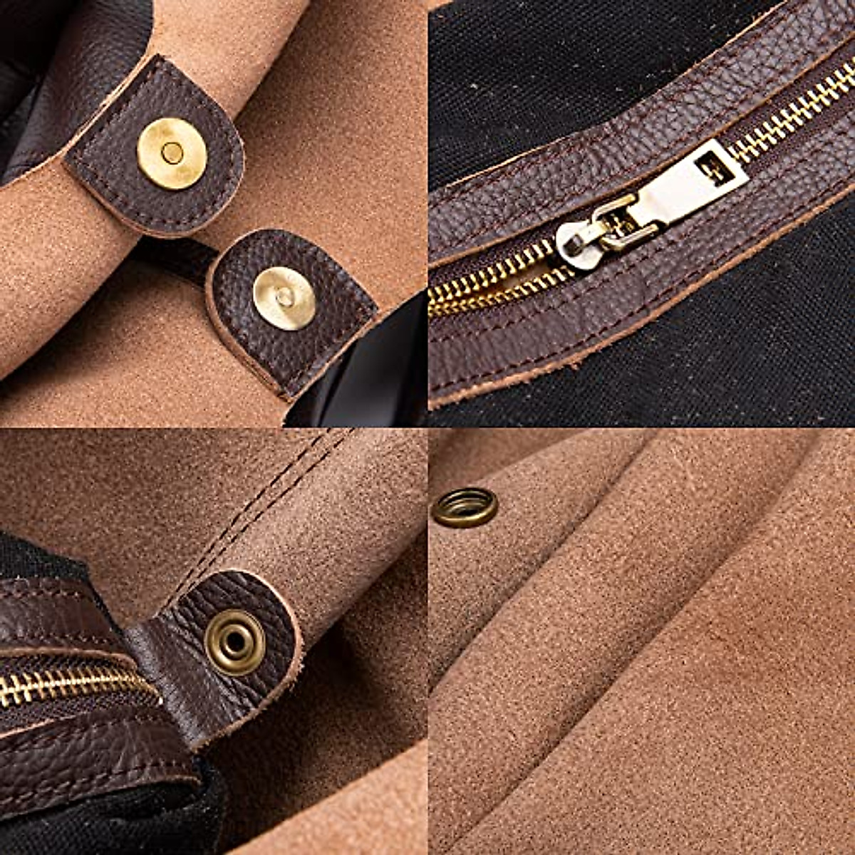 Women genuine leather hobo handbag: large capacity shopping bag tote shoulder purse coffee