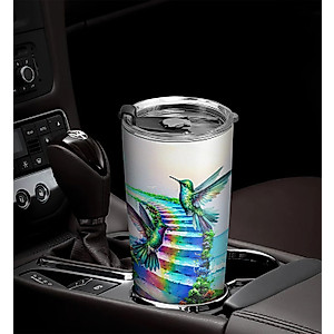 20oz Faith Hummingbird Tumbler, Memorial Heaven Stairway Hold You in my Heart, Coffee Thermos for Women, Stainless Steel Double Wall Vacuum Insulated Coffee Mug, Travel Cup with Lid