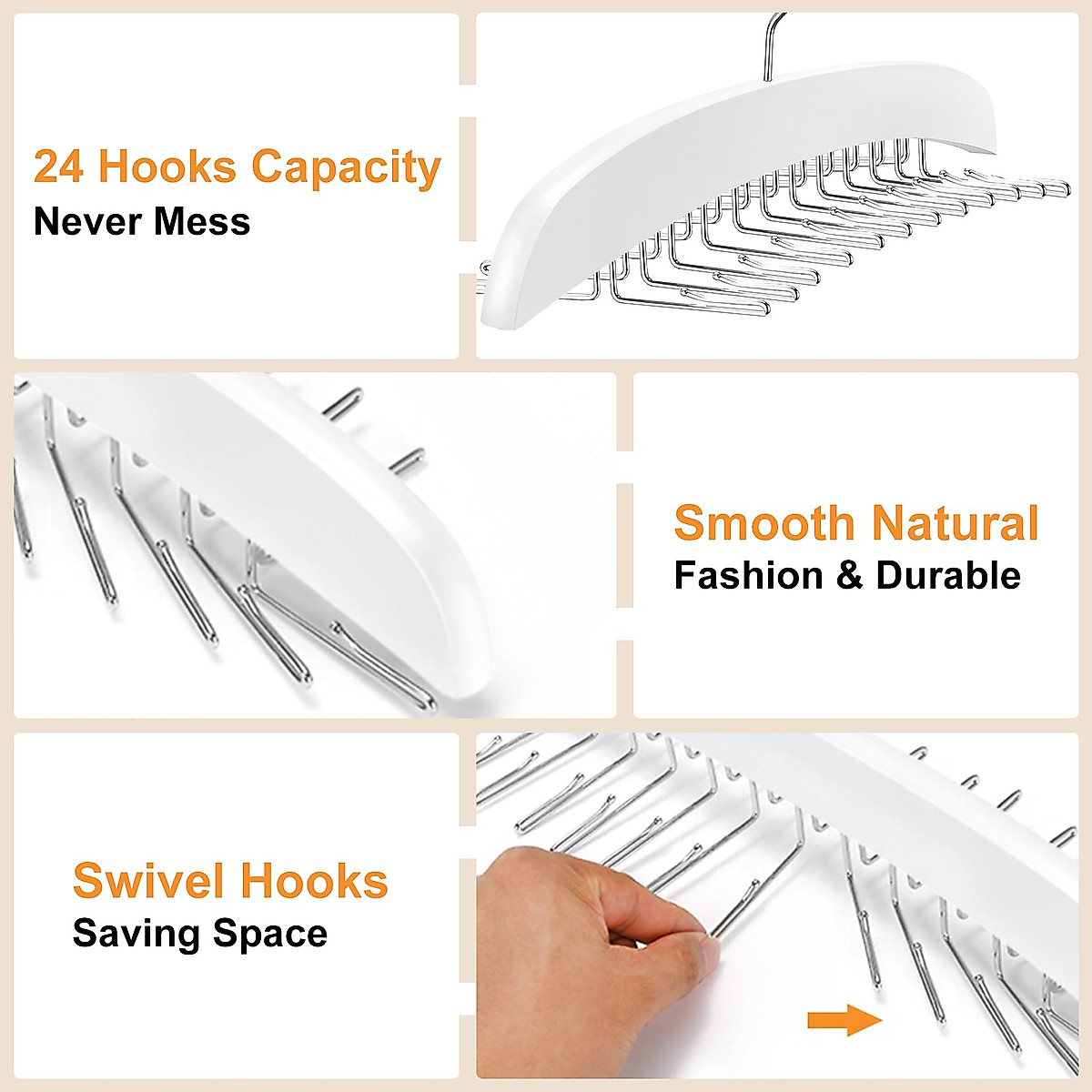 Tank Top Hanger with Premium Wood, 24 Large Capacity, Space Saving,360 Degree Rotating, Foldable Metal Hooks, Tank Tops