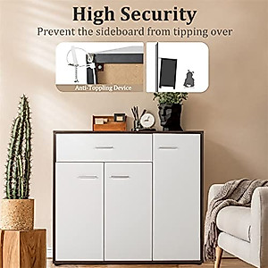 SEASD Buffet Sideboard Table Kitchen Floor Cabinets with Anti-Collapse Device