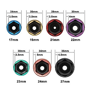 EMENTOL 7PCS 1/2" Drive Thin Wall Deep Wheel Protector Impact Socket Set, CR-MO, Lug Nut Impact Socket Set-17mm, 19mm, 21mm, 22mm, 23mm, 24mm, 27mm