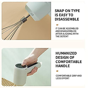 QIUSGE Hand Mixer Electric Eggs Beater Garlic Chopper, Household Small Semi-Automatic Cordless Electric Blender for Kitchen Cooking Baking Cake Egg Cream Yeast Dough (Mint Green)