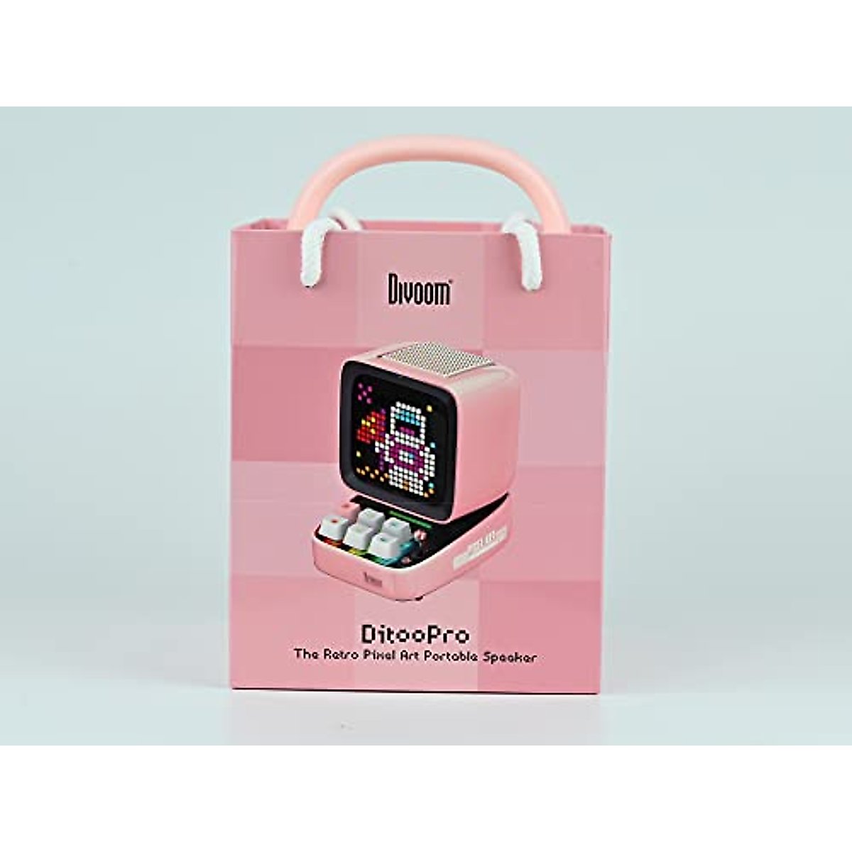 Divoom Ditoo Retro Pixel Art Game Bluetooth Speaker with 16X16 LED App Controlled Front Screen (Pink)