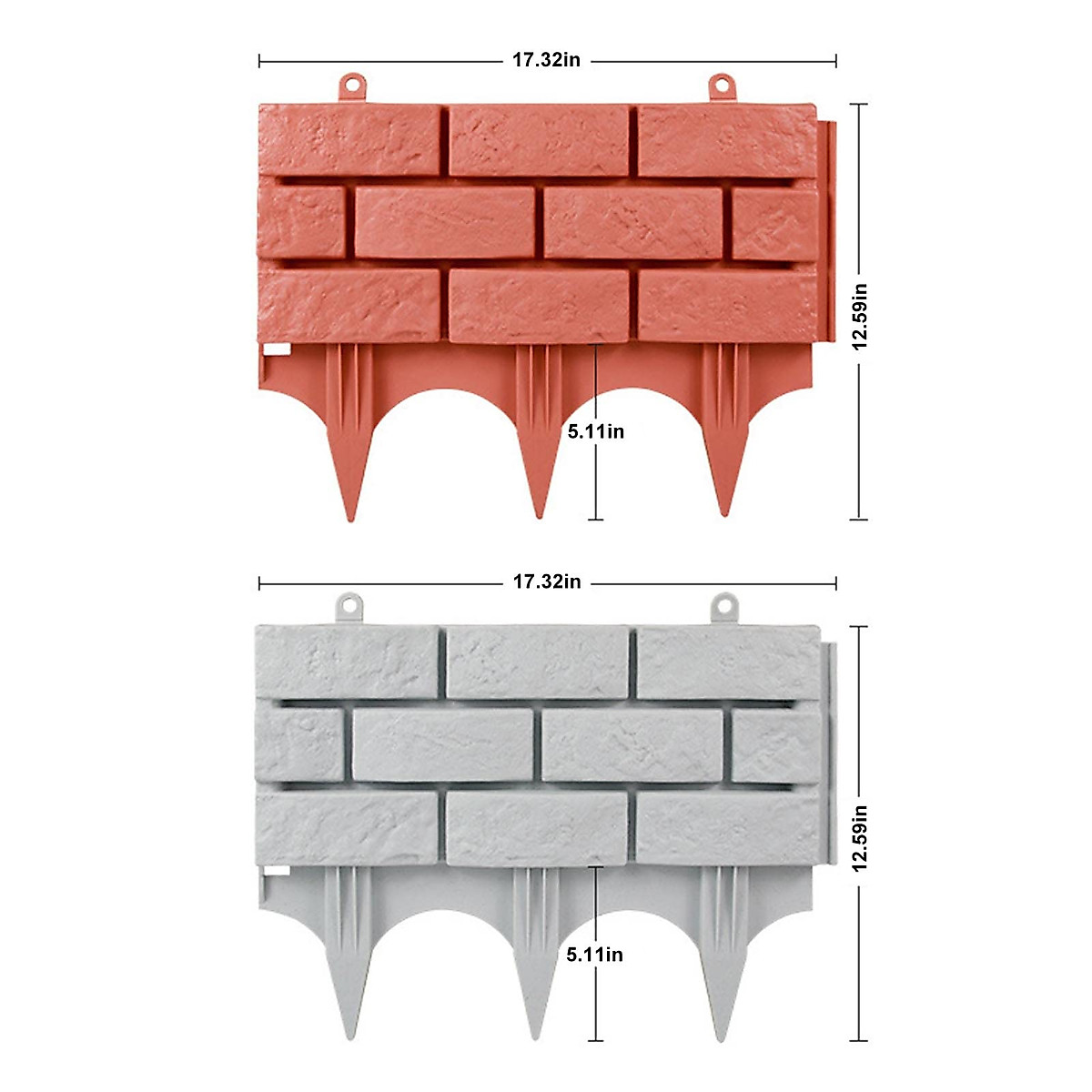 Plasitic Fence Stone Brick, Yard Brick Effect, Edging Garden Lawn Borders Bricks, Effect Flower Bed Edging Plant Border Bricks, Multifunctional Lawn Bricks Fence for Flower Tree Grass