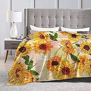 tiehrpr Flannel Fleece Throw Blanket Sunflower Gifts Print for Kids Adults Women 50"X40"