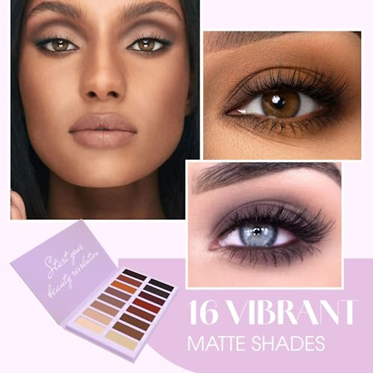 Lamora Eyeshadow Palette Makeup - Eye Makeup Palette with 16 Highly Pigmented Matte Shades - Vegan & Blendable