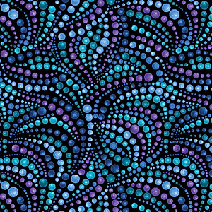 Benartex Polar Attitude by Ann Lauer 10065 55 Blue Multi Beaded Swirls
