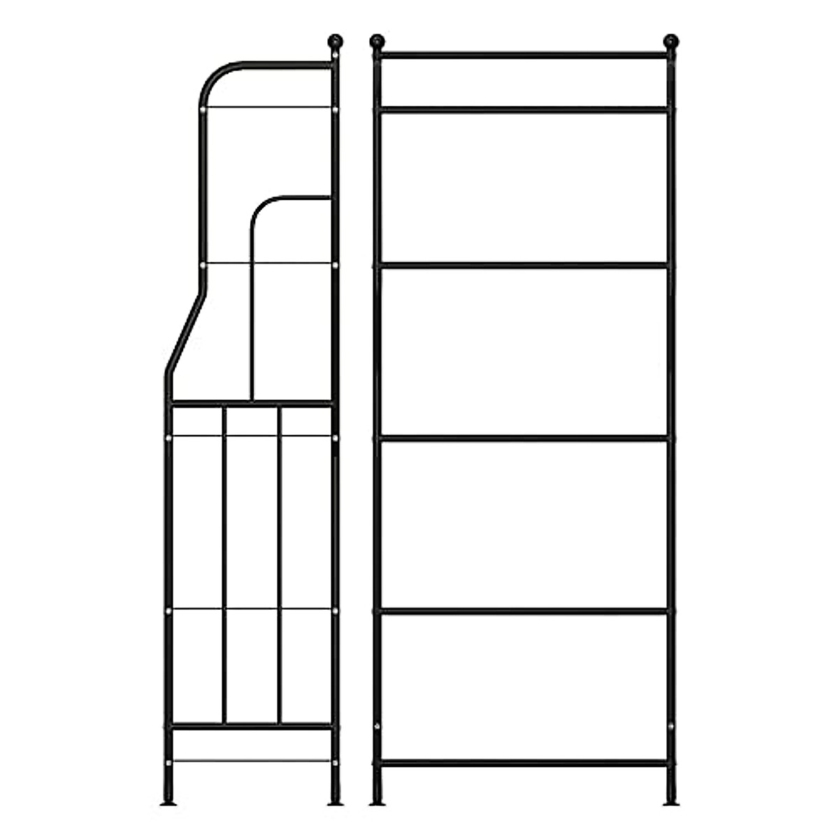 GHQME 5 Tier Metal Standing Shelf Space Saver, Storage Tower Rack for Kitchen Bathroom, Storage Shelving Unit Organizer, Outdoor Flower Stand (Black, 5-Tier)