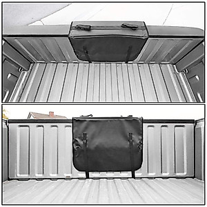 IKON MOTORSPORTS, 22" Pickup Tailgate Pad Compatible With Most Trucks, Black PVC Truck Tailgate Protector Cover Mat w/ 2 Bike Racks