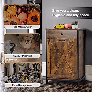 Bed Bath & Beyond 10 Gallon Tilt Out Kitchen Trash Cabinet Trash Can Wooden Tilts Out Hands Laundry Recycling Holder Brown Brown