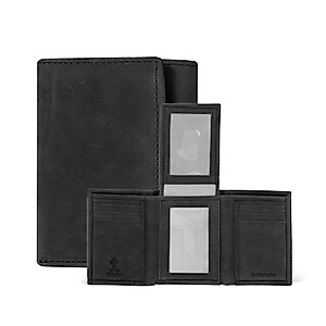 ESTALON Leather Trifold Wallet For Men with RFID Blocking - Men's Trifold Wallet with 9 Credit Card Slots 2 ID Window - Gifts For Men, Him (Black Hunter)
