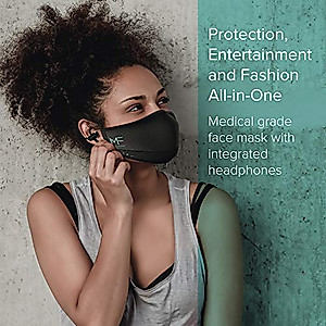 Hubble MaskFone, Face Mask for Protection, Wireless Headphones & Mic, Volume Control,12H Battery, Alexa Compatible, Face Mask for Cold Weather, Working, Running, Airborne disease, Gift for men & women, Size M/L