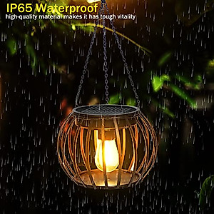 Yiliaw Solar Outdoor Lights 2 Pack,Hanging Solar Lights Outdoor Metal Outdoor Hanging Lanterns Decorative Lighting Solar Powered Waterproof Solar Lantern for Garden Yard Patio Pathway Fence Decor