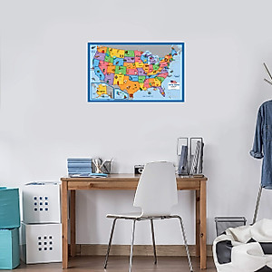 2 Pack - World & USA Map for Kids [Illustrated] - 2 Poster Set (Laminated, 18" x 29")