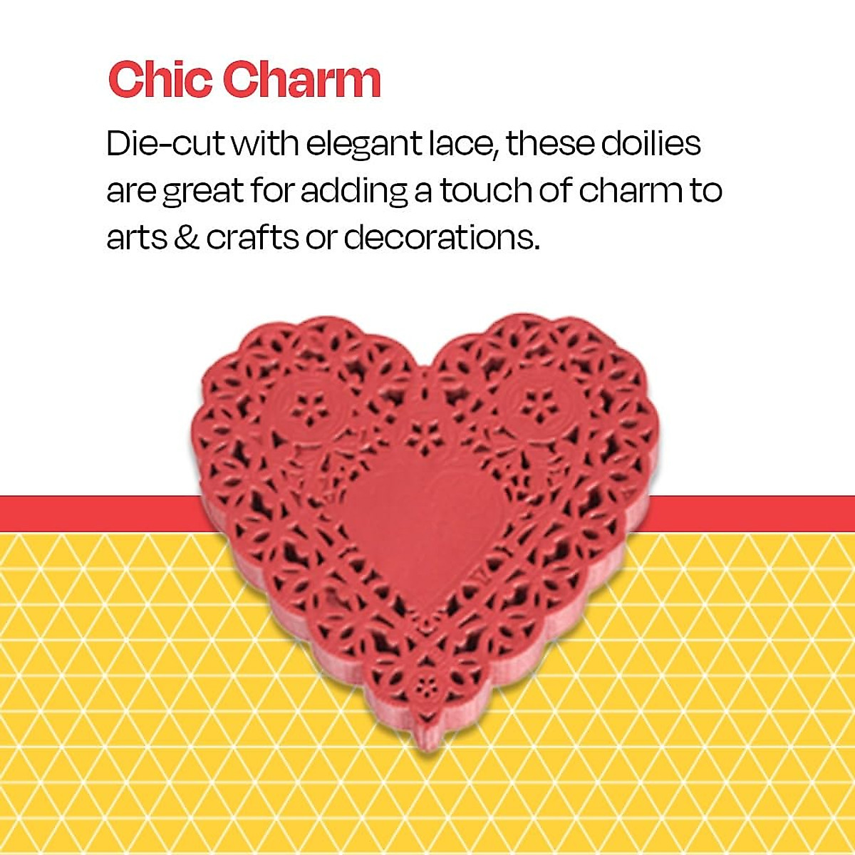 School Smart 85614 Heart Shaped Paper Lace Doilies - 4 inch - Pack of 100 - Red