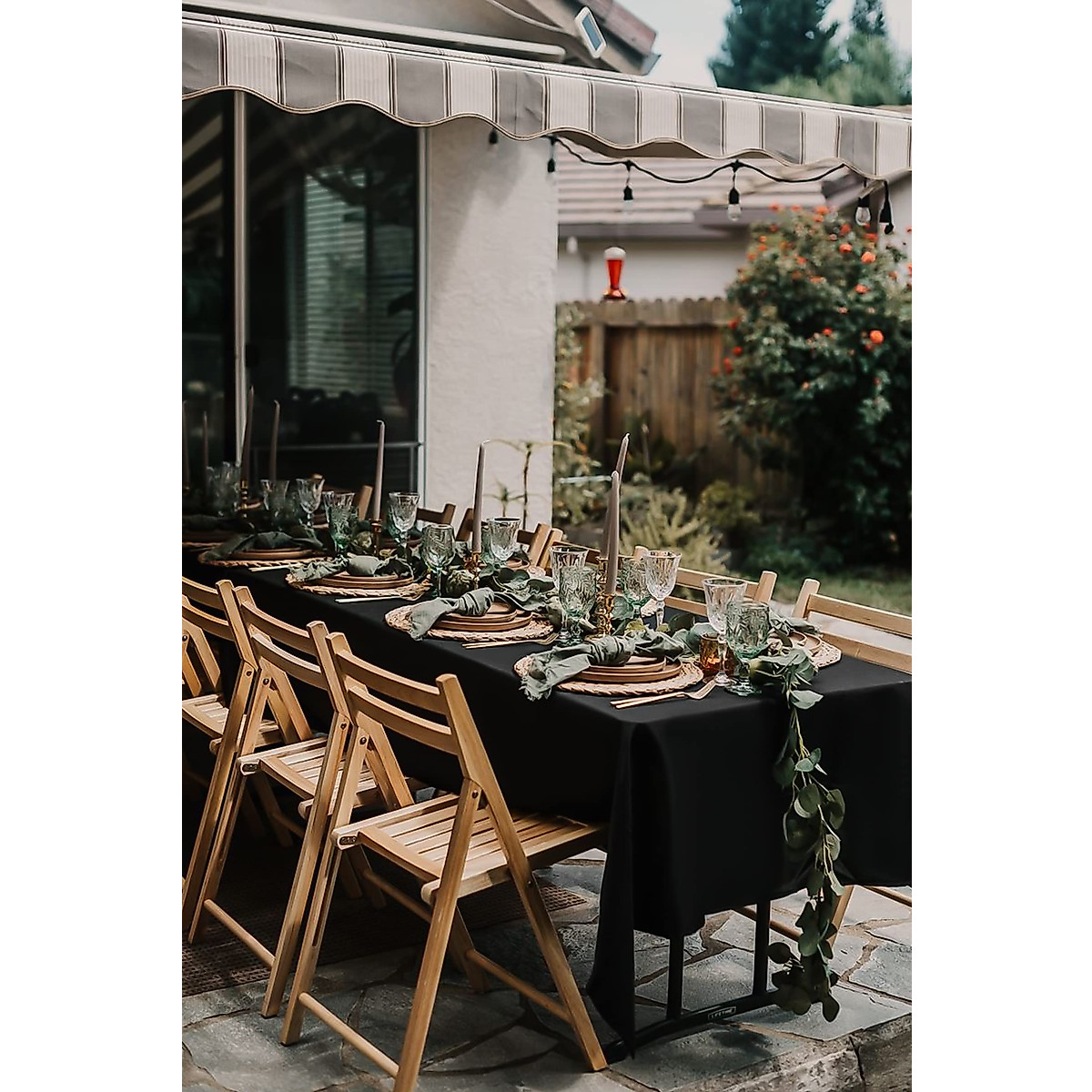 Showgeous 8 Pack Black Tablecloth 60 x 102 Inch, Rectangle Table Cloth for 6 Foot Table, Wrinkle Resistant Washable Polyester Table Cover for Wedding Dining Table Buffet Parties and Camping