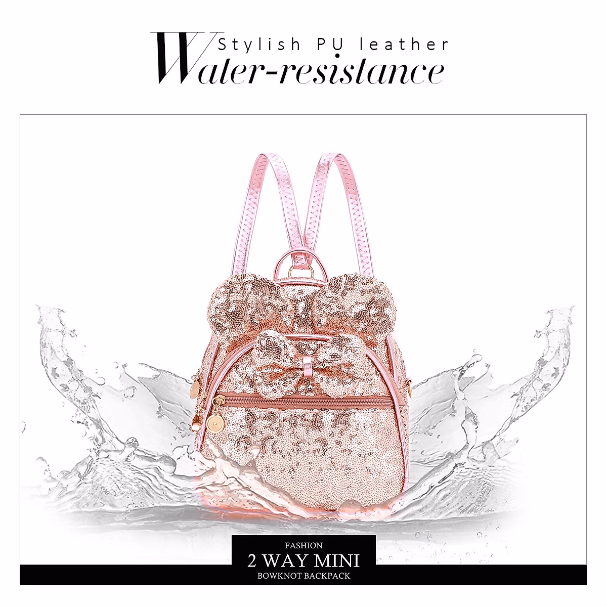 KL928 Girls Bowknot Polka Dot Cute Mini Backpack Small Daypacks Convertible Shoulder Bag Purse for Women (Fluorescent Pink-01)