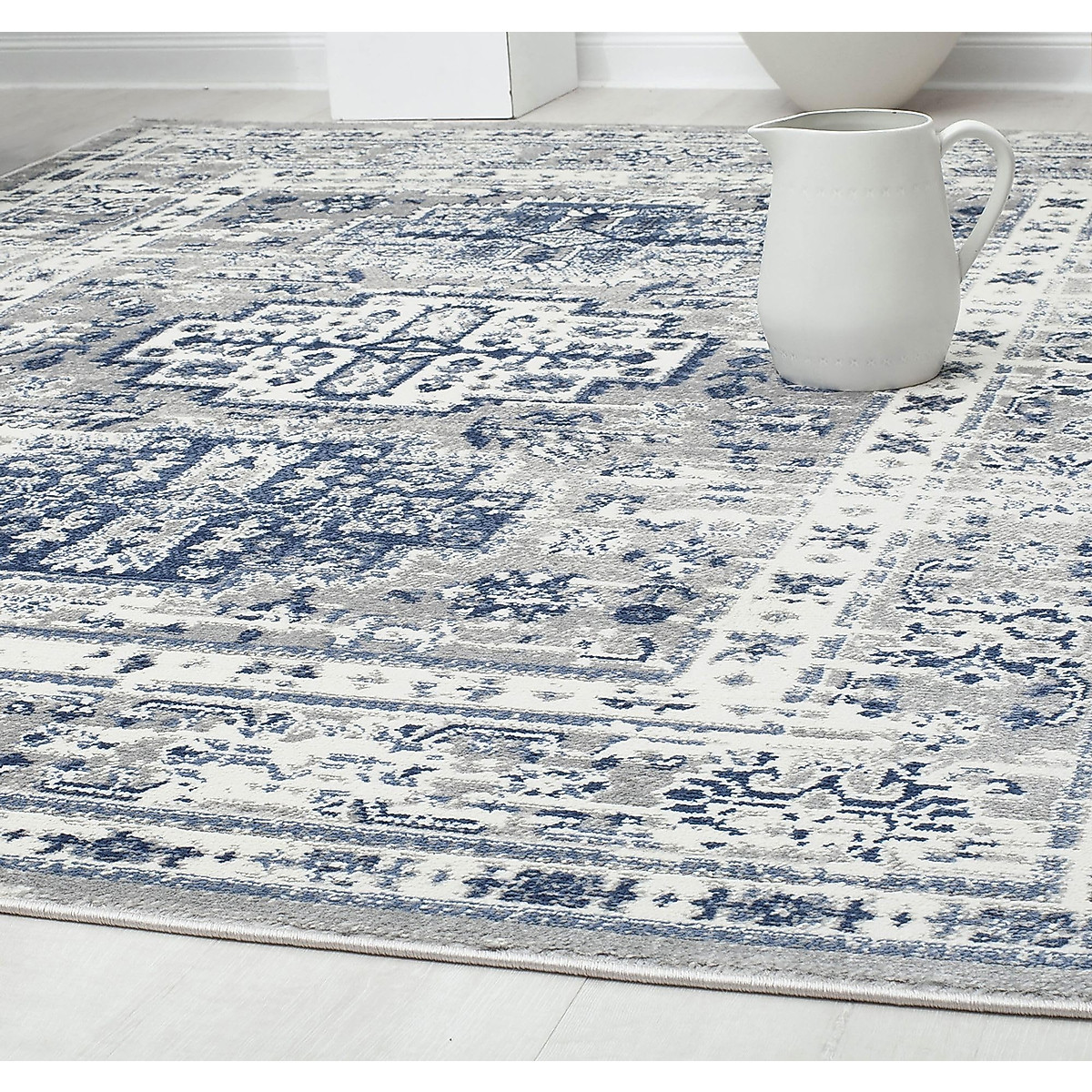 Rugs America Gallagher GL55F Inky Sundara Vintage Transitional Blue Distressed Non-Shedding Living Room Bedroom Dining Home Office Area Rug, 5'3"x7'