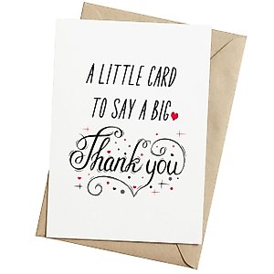 TRIDECOR Thank you Card with Envelope, Simple Cute Single Card, Grateful Card - Folded 5"x7" Card for Him, Her, Teacher, Boss, Doctor, Mom, Dad, Coworker, Bridesmaids, Groomsmen