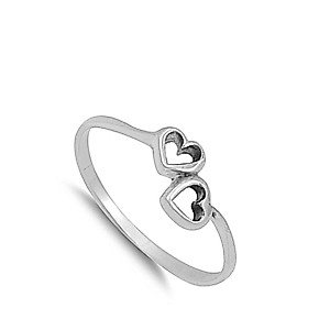 Double Heart Cute Ring New 925 Sterling Silver Girlfriend Band Size 9