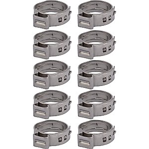 SharkBite 1/2 Inch Clamp Ring, Pack of 10, Stainless Steel Plumbing Fitting, PEX Pipe, PE-RT, UC953A