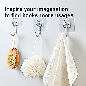 JIQGOZBAN 10 Packs Adhesive Command Hooks, Heavy Duty Wall Hook for Hanging, Waterproof Stick on Hooks for Keys Pictures Bathroom Shower Outdoor Kitchen Door Curtain Rods No Drilling 13lb(Max)