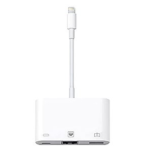 Lightning to RJ45 Adapter, 3 in 1 RJ45 Ethernet LAN Network Adapter with USB Camera Adapter and Charge Port Compatible with iPhone/iPad/iPod, Plug and Play, Supports 100Mbps Ethernet Network