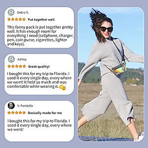 Holographic Fanny Pack for Women Men, Water Resistant Crossbody Waist Bag Pack with Multi-Pockets Adjustable Belts